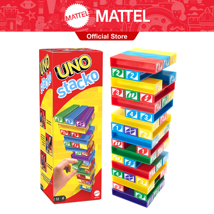 Mattel Games Uno Stacko Game for Kids and Family with Colored Stacking ...