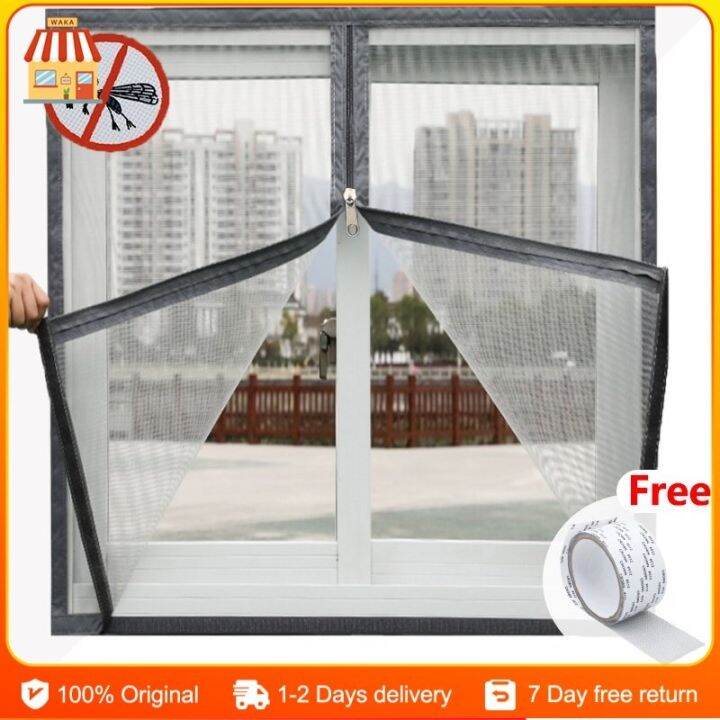 150x150cm Window Mosquito Zipper Screen Net With Velcro Insect-Proof ...