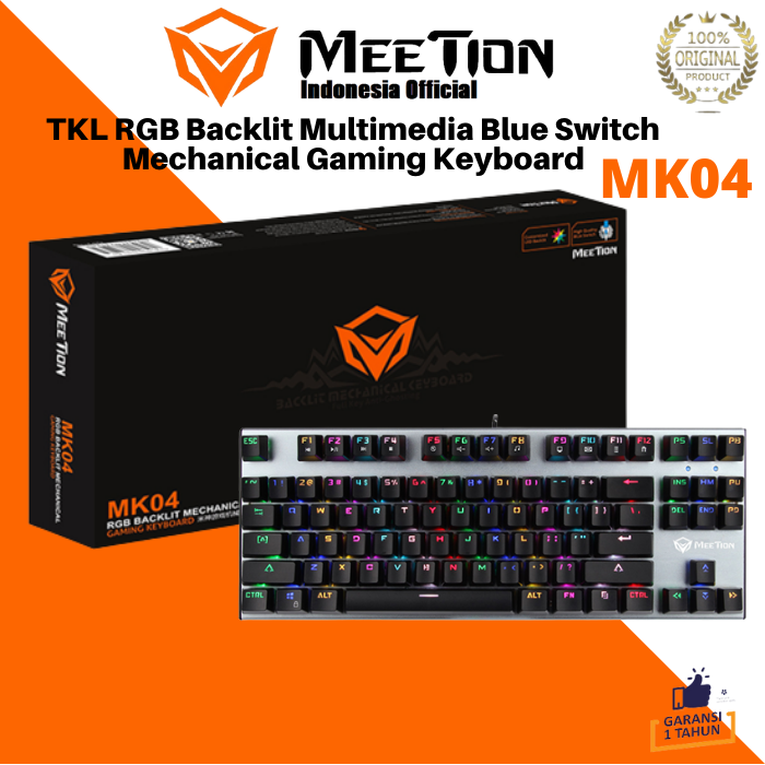 MeeTion RGB Multimedia Blue Switch Mechanical Gaming Keyboard MK04 | Lazada Indonesia