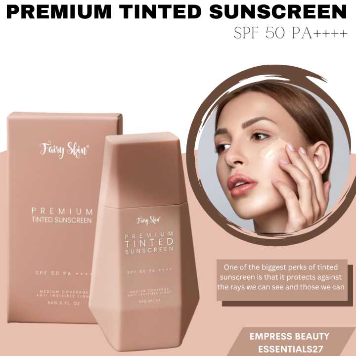 (ORIGINAL) Premium Tinted Sunscreen Spf 50 Medium Shade Anti Invisible ...
