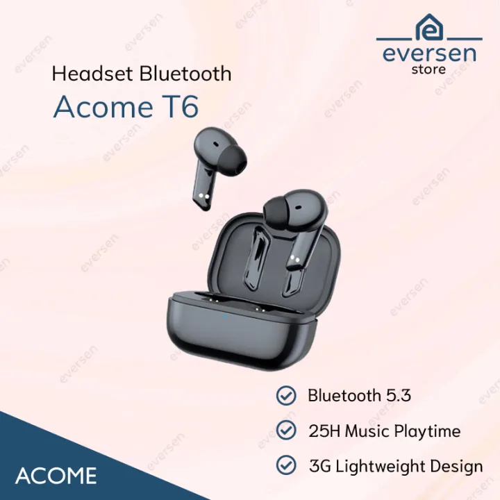 Headset Acome T6 True Wireless Earbuds Bluetooth 5.3 TWS LED | Lazada ...