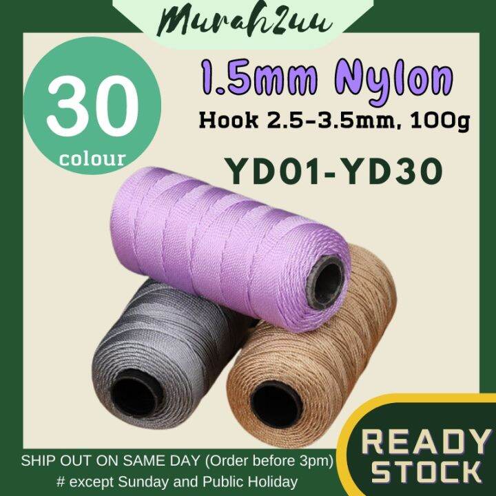 Benang Nylon 3ply 1.5mm Benang Kait Beg 100g YD01-30 | Lazada