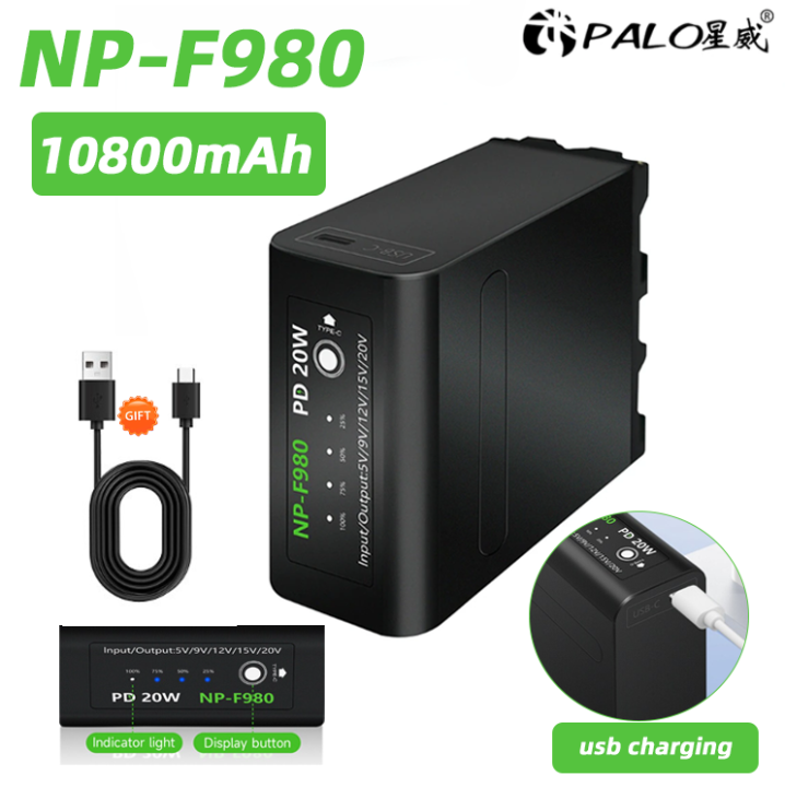 Full decoding Battery Battery 10800mAh Battery charger NP-F980 F980 F970 F960 F750 Camera ...
