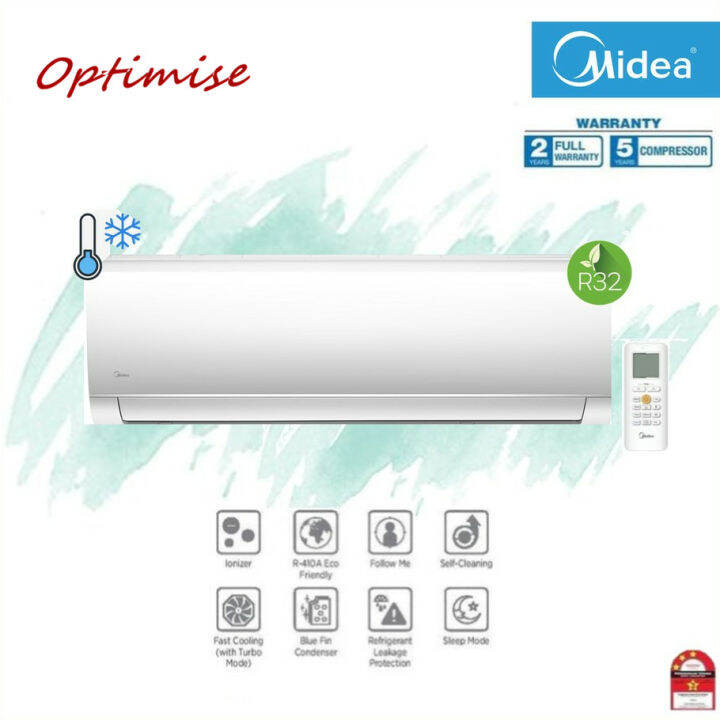 MIDEA R32 1HP R32 NON INVERTER AIRCOND AIRCONDITIONER MODEL MSAFB ...