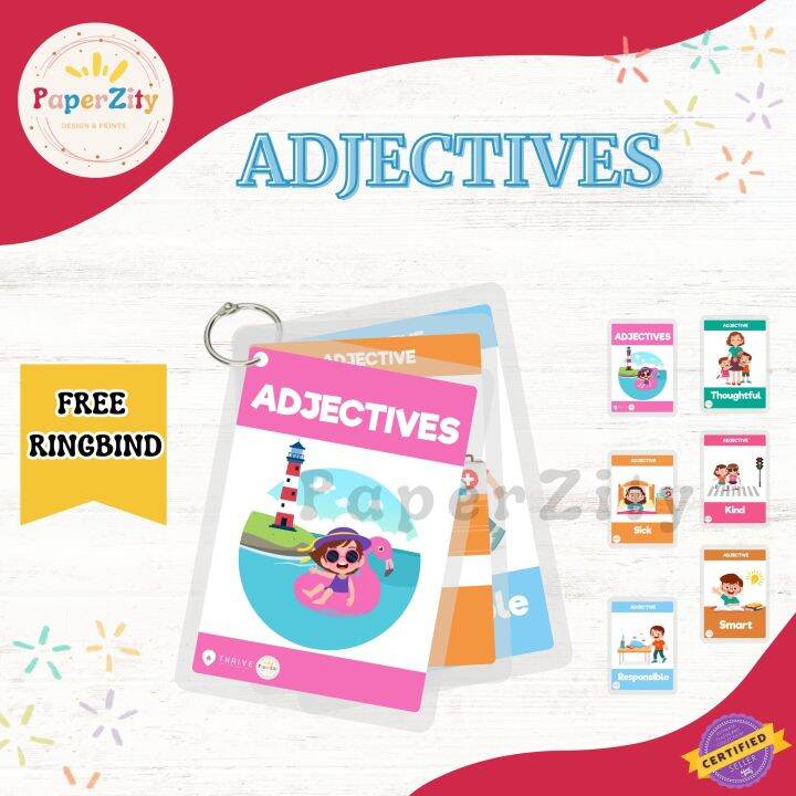 ADJECTIVES Laminated Flashcards for kids/ Literacy Flashcard/ PaperZity ...