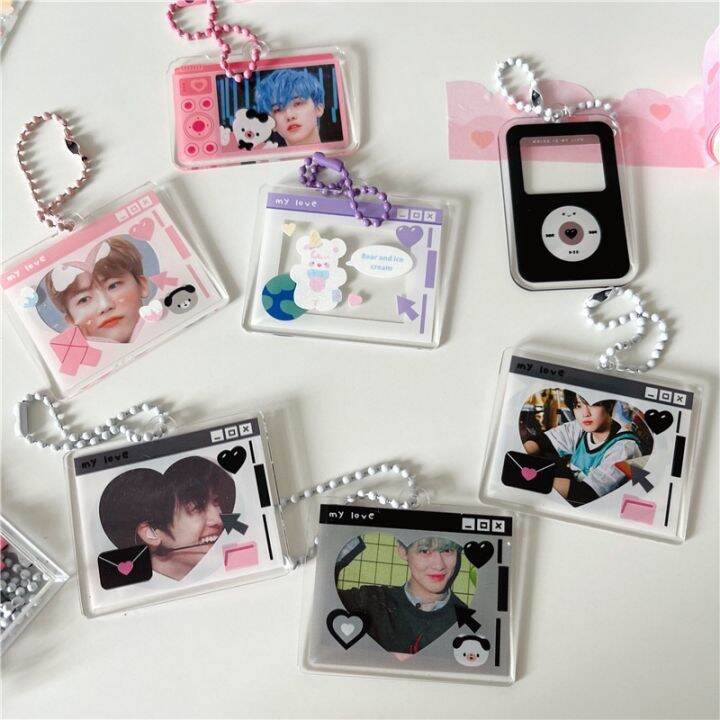 Mini Window Acrylic Keychain Black Player Photo Frame DIY Transparent ...