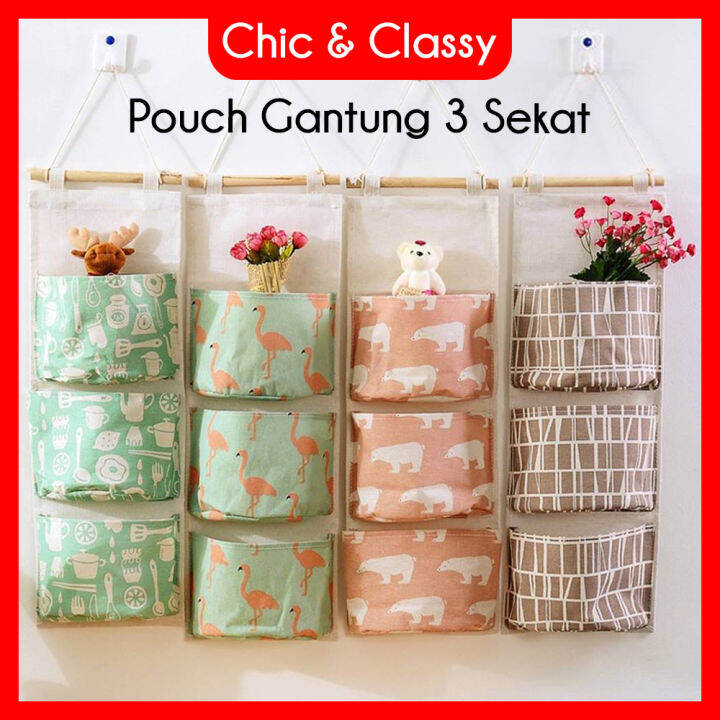 POUCH GANTUNG || 3 Sekat Pouch Gantung 3 Susun Wall Storage Bag Rak ...