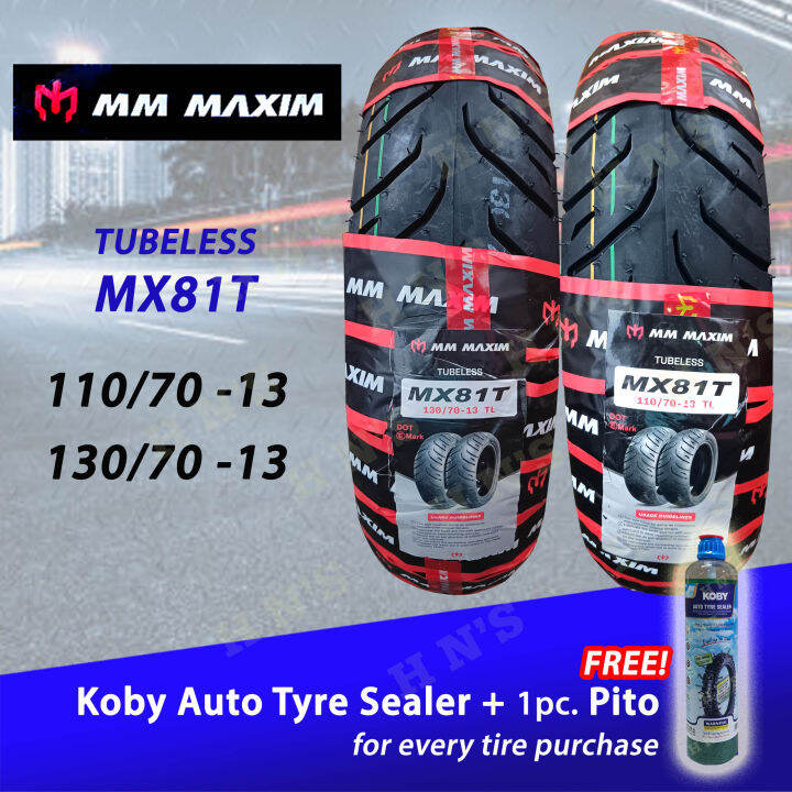 MAXIMUS Tubeless Tires R13 ( 110/70-13 , 130/70-13 ) RIM 13 FREE Koby ...