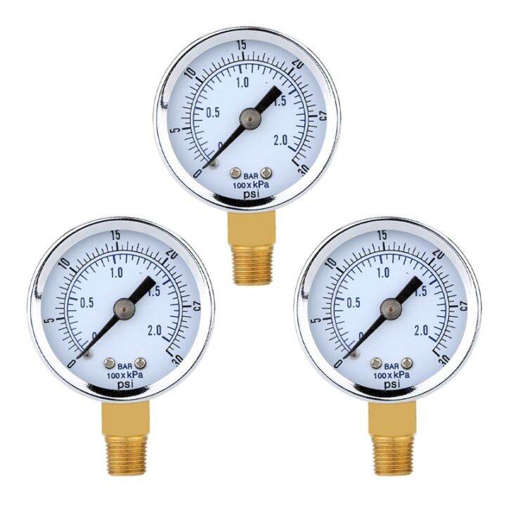 3X - 0 - 30 Psi 0 - 2 Bar Mini Dial Gauge Compressor Meters Hydraulic ...
