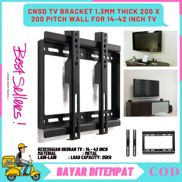 ORIGINAL - Stand Dudukan Bracket TV 1.3mm Thick 200 x 200 Pitch Wall for 14-42 Inch TV Capasitas ...