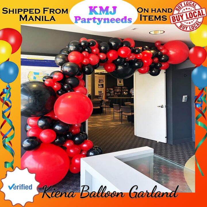 Kiena Balloon Red Black Balloon Arch Garland Kit-120pcs Red Black ...