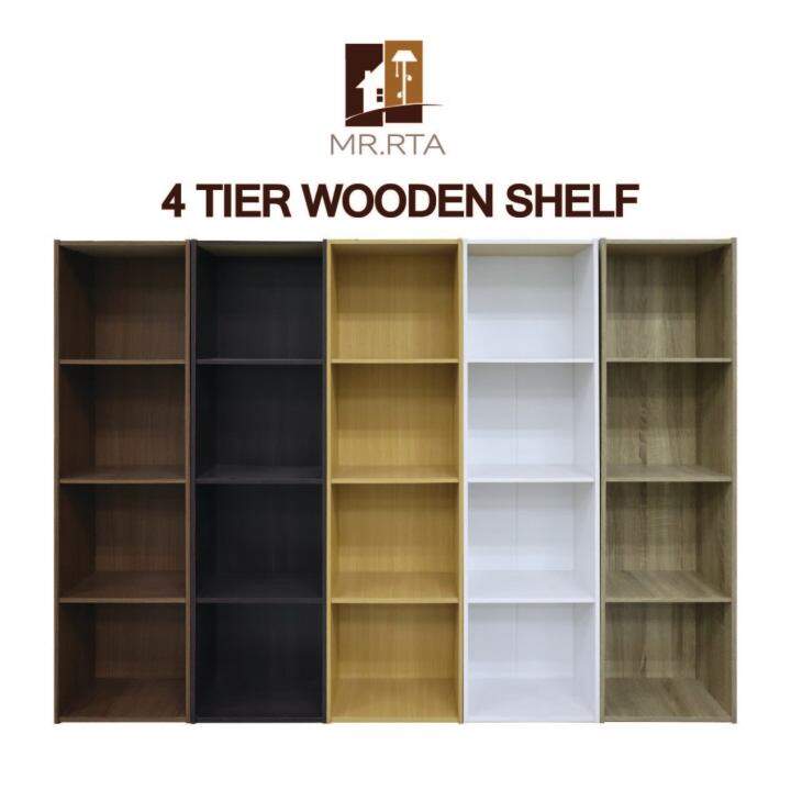 MR.RTA 4 Tier Bookshelf/Rak Buku 4 Tingkat/READY STOCK/Wooden Rack ...