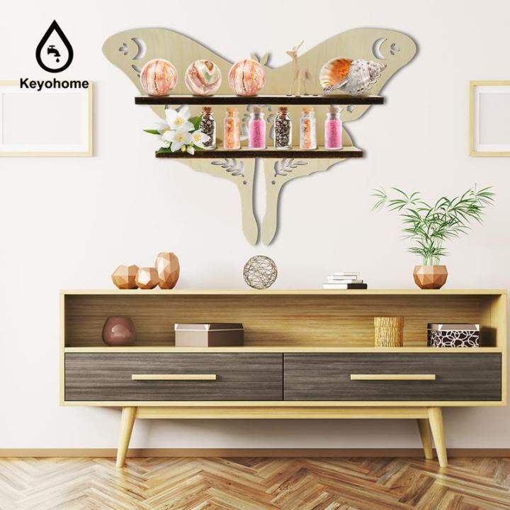 Wooden Floating Shelf Butterfly Shape Wood Wall Shelf Boho Floating ...