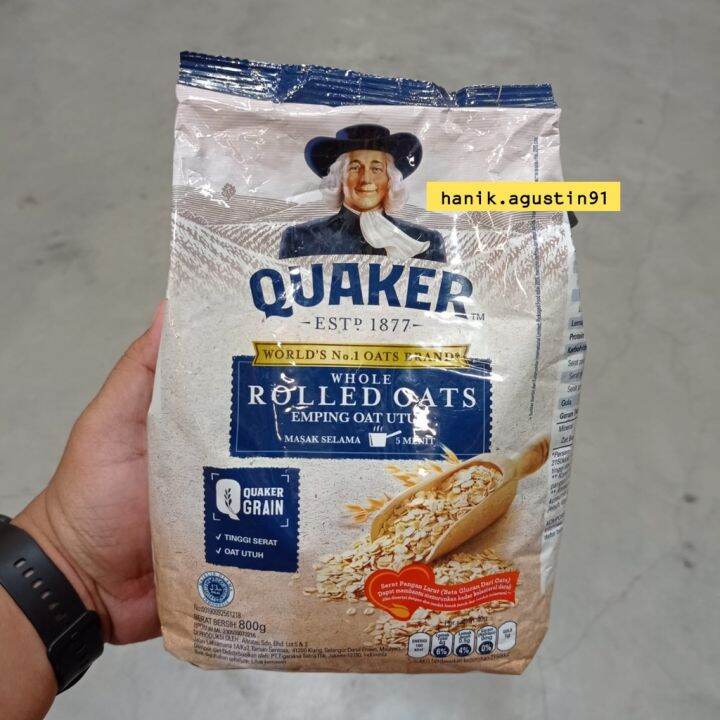 Quaker Rolled Oats Emping Oats utuh Quick Cook 800gr Instant | Lazada ...
