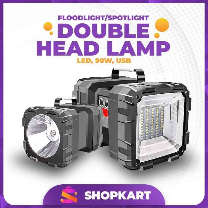 Super Bright LED Waterproof Rechargeable Double Head Searchlight ...