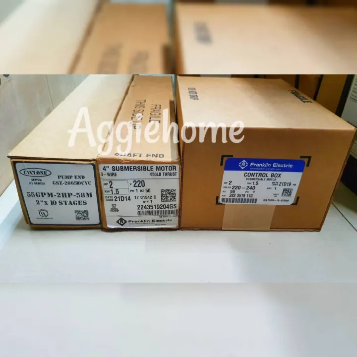 FRANKLIN ปั๊มบาดาล รุ่น GSZ-206510CYC 2นิ้ว 2HP 10ใบ 220V (สำหรับลงบ่อ4-6) 1500วัตต์ HEADMAX 58 ...