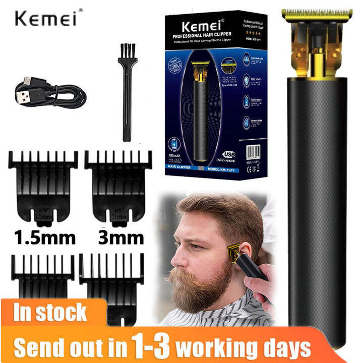 Kemei KM-1971 Pro Li T-Blade Skeleton Heavy Hitter Cordless Trimmer Men ...