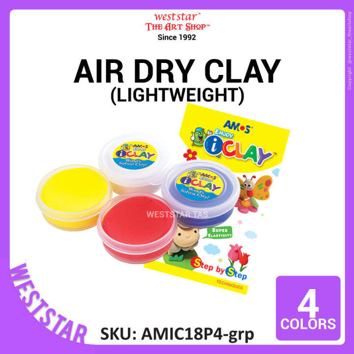 [Weststar TAS] AMOS iCLAY , Air Dry Clay Set (4colors) - Bright Color / Glow in the dark / Neon ...