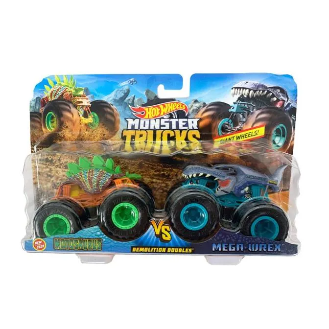 Hot Wheels Monster Trucks Demo Doubles Motosaurus Vs Mega Wrex Die Cast | Lazada Indonesia