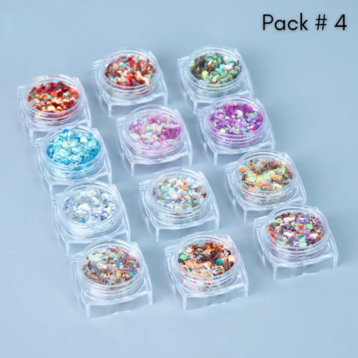 Cathy Kathy 12 Designs per Pack Nail Glitters Nail Art Design Glitter Pack Assorted Color per ...