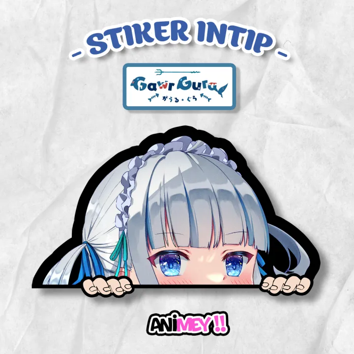 Stiker Intip Gawr Gura Hololive Vtuber Anime Sticker Waterproof ...