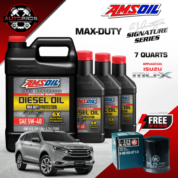 AMSOIL Signature Series Max-Duty Synthetic Diesel Oil 5w-40 7 Quarts ...