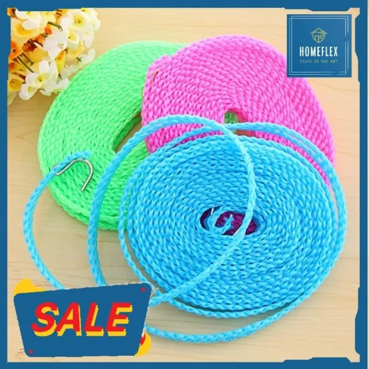 5M Portable Clothesline Outdoor Laundry Hangers Rope Washing Line ...