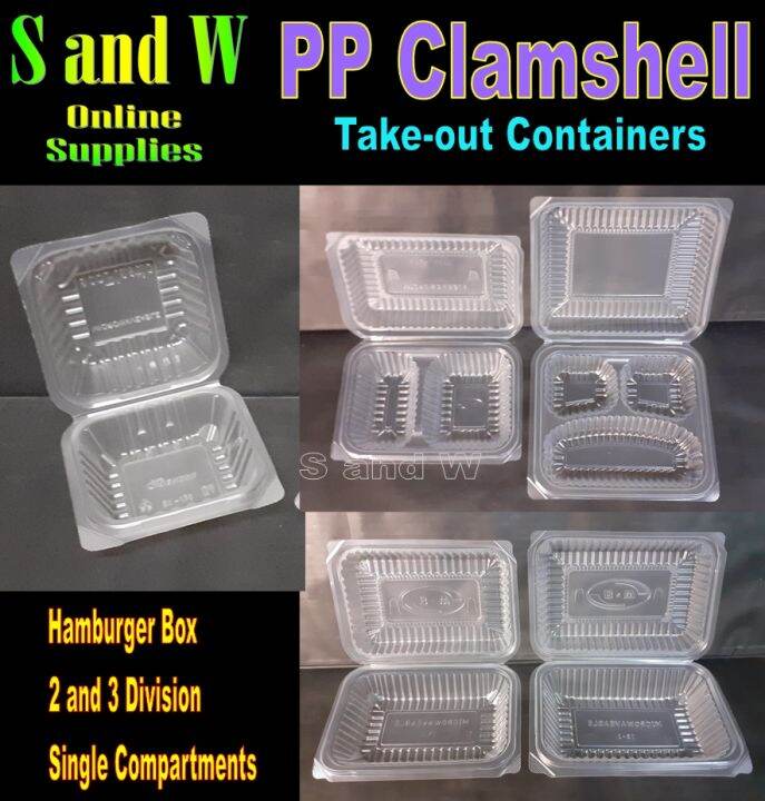 PP Clamshell Take-out Containers, Hamburger, Spaghetti, 2 and 3 ...