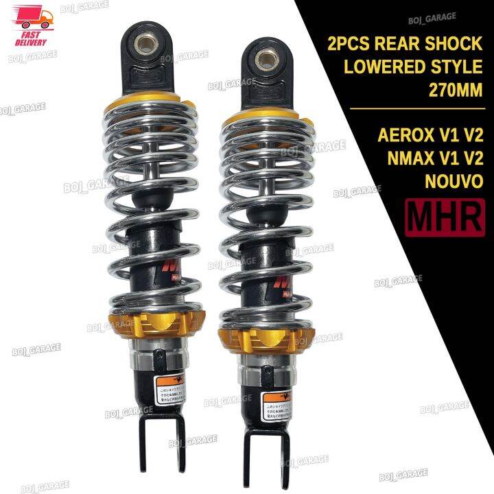 AEROX V1 V2 NMAX V1 V2 NOUVO MHR SILVER STEEL 2 PCS SET REAR SHOCK ...