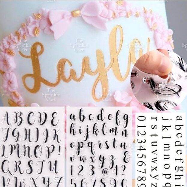 Alphabet Letter Cake Stamp Tool Calligraphy Cursive Plain Handwriting ...