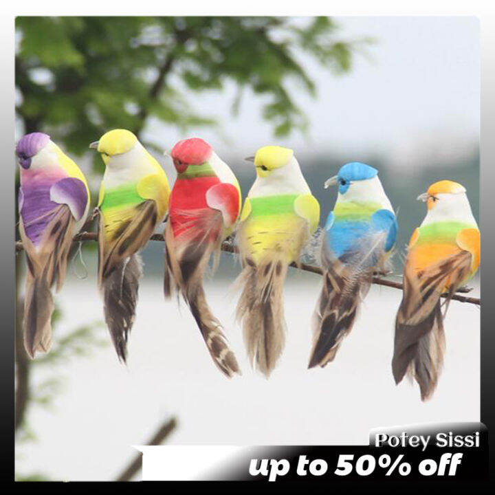 Potey รังนกขนนกเทียมตกแต่งเครื่องประดับบ้านสวนนกนางแอ่นขนาดเล็ก1ชิ้น ...