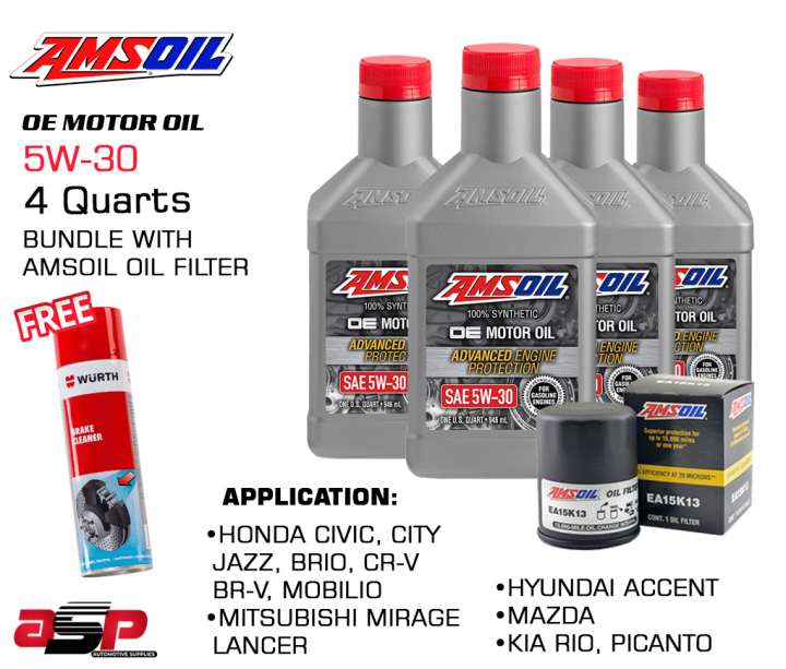 AMSOIL OE 100% Synthetic Motor Oil Gasoline Engine 5w-30 4 Quarts ...
