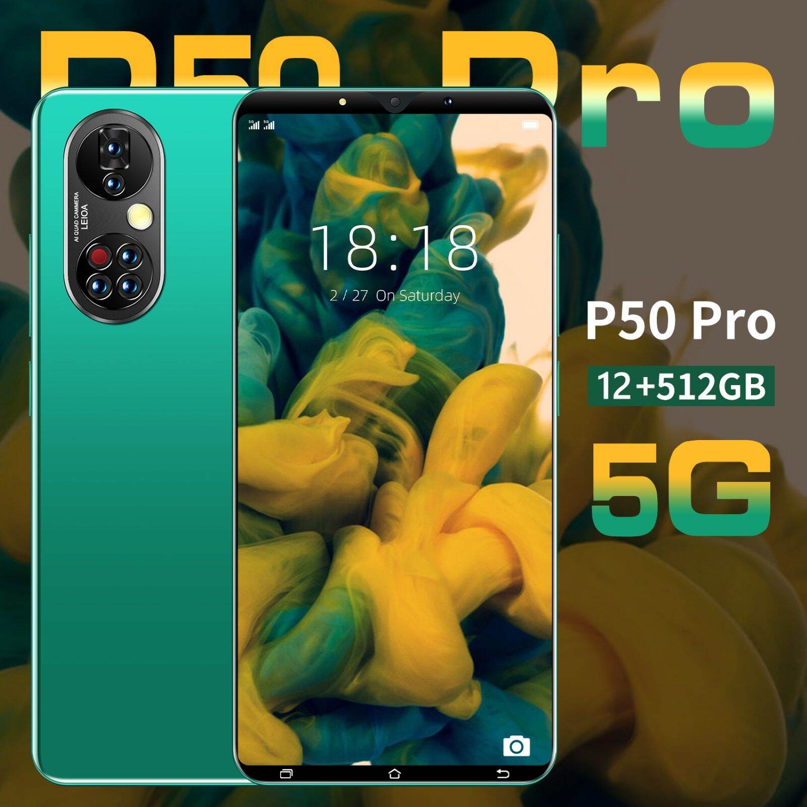 P50 Pro โทรศัพท์มือถือความละเอียดสูงลายนิ้วมือปลดล็อก10แกน5.3นิ้วเมม ...