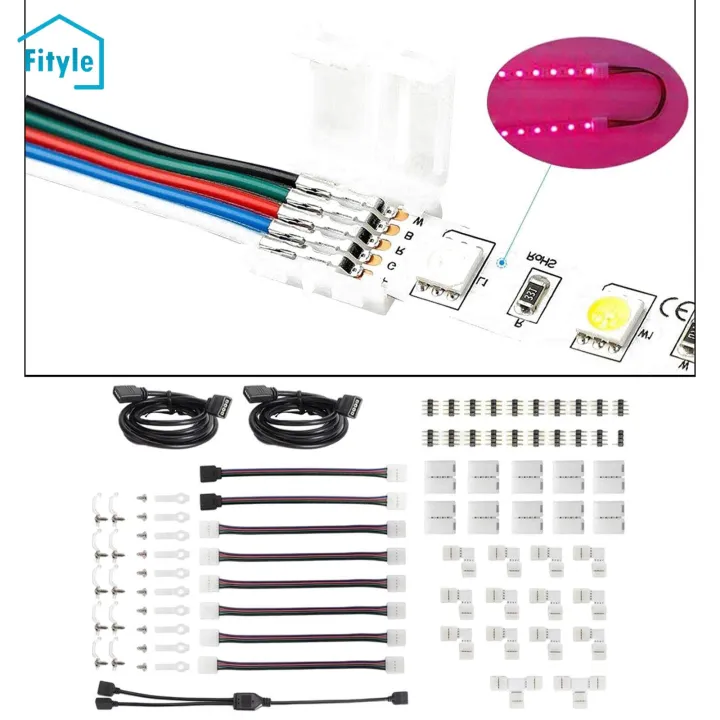 Fityle 95x LED Strip Light Connector Adapter 5050 RGB Accessories Solderless 4 Pin | Lazada PH