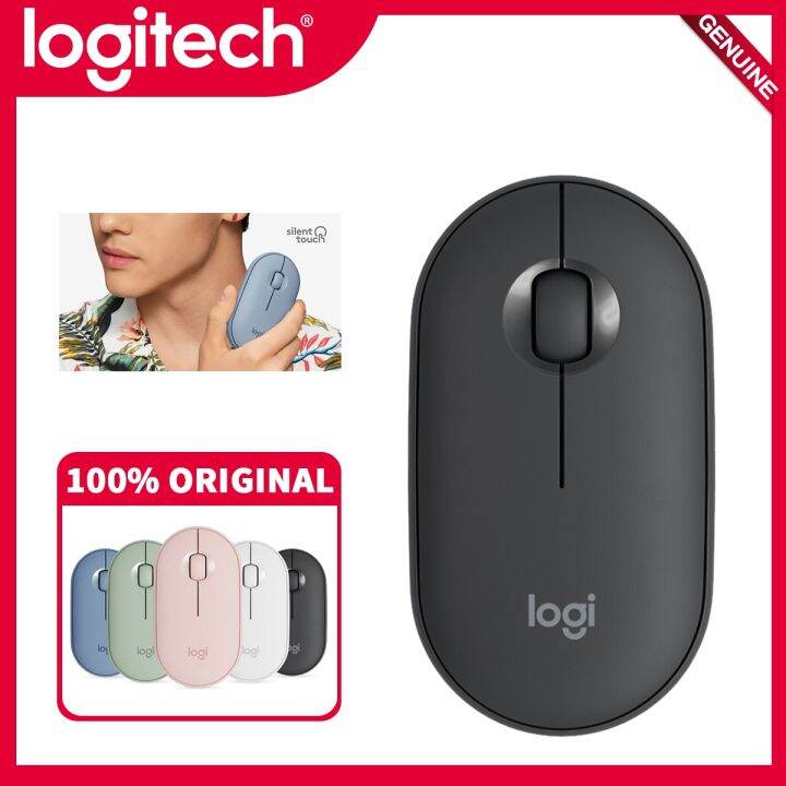 ORIGINAL LOGITECH WIRELESS MOUSE PEBBLE M350 DUAL CONNECTION BLUETOOTH OR USB RECEIVER MINI THIN ...