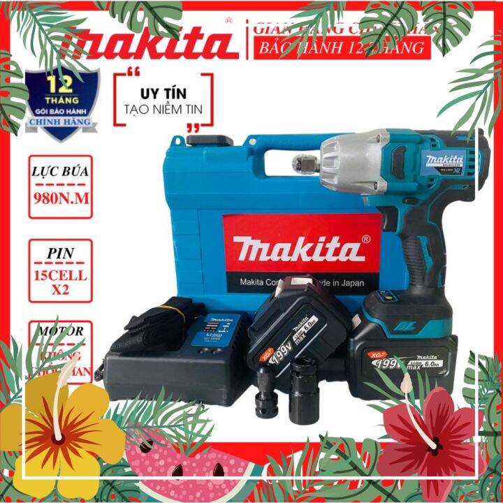 Máy Siết bulong xe con Makita 199v lực siết 980 N.m - 2 PIN 15 cell - Máy bắn bulong lực siết ...