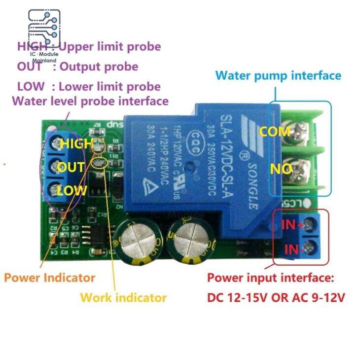 DC 12V 30A Water Liquid Level Automatic Controller Sensor Switch Module Solenoid valve Motor ...