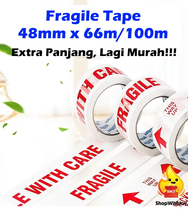 【ShopWithJoy】 Fragile Tape 48mm x 66m / 48mm x 100m High Adhesive ...