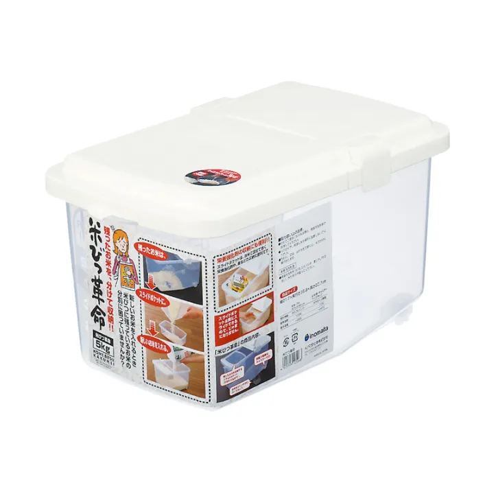 INOMATA Rice Storage Container (5kg) Slide Pocket Box Caster with ...