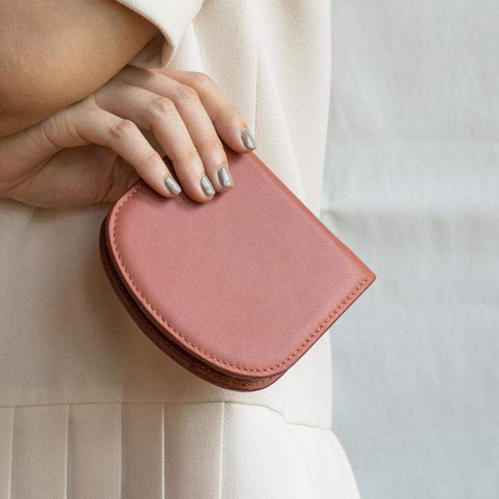 "Arch" slim leather wallet in Coral pink | Lazada.co.th