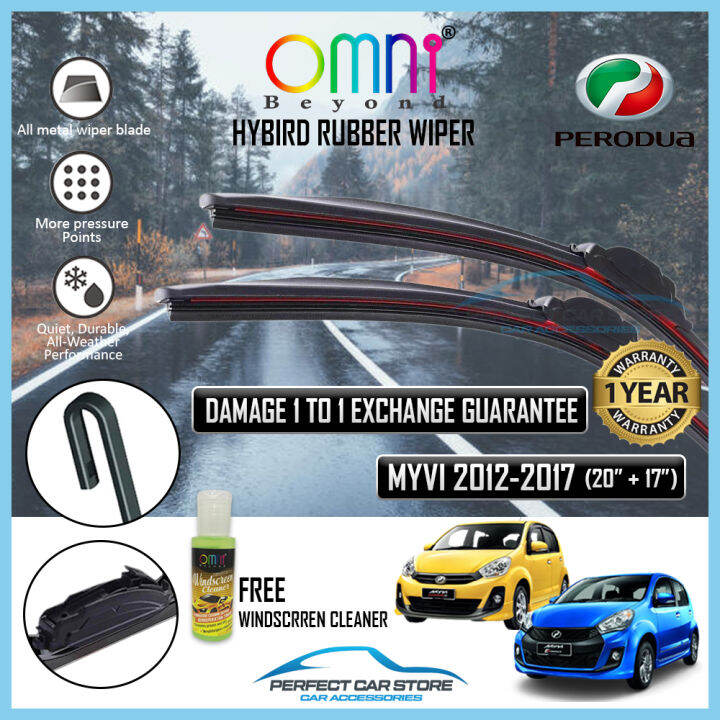 Perodua MYVI 2012 - 2017 Omni Beyond HYBIRD Rubber Wiper Blade (1 Set) | Lazada