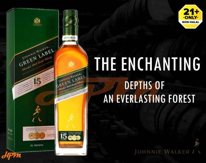 Johnnie Walker Green Label 15 year Old Blended Malt Scotch Whisky 700ml ...