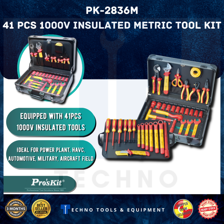 PRO'SKIT PK-2836M Insulated Metric Tool Kit, 41 Piece, 1000V | Lazada