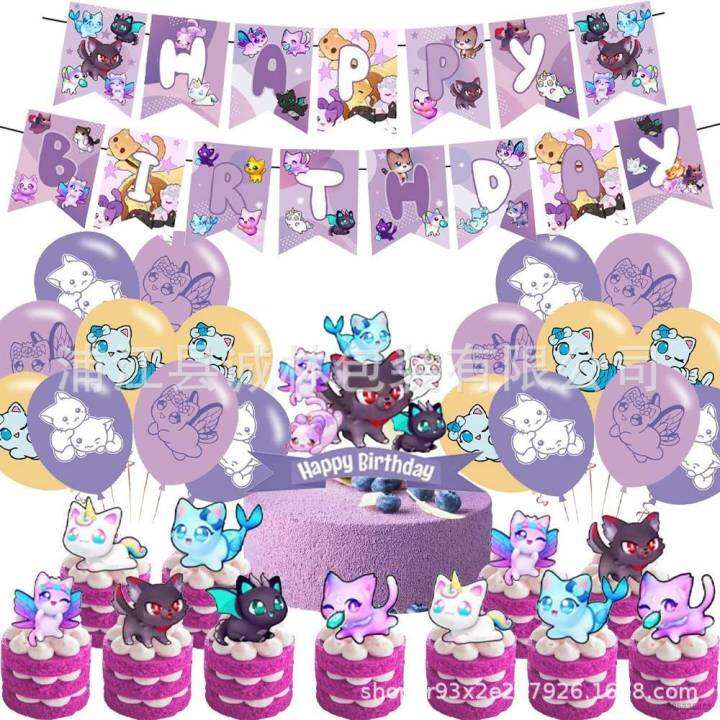 NEW Aphmau Plushies Cat Theme kids birthday party decorations banner ...