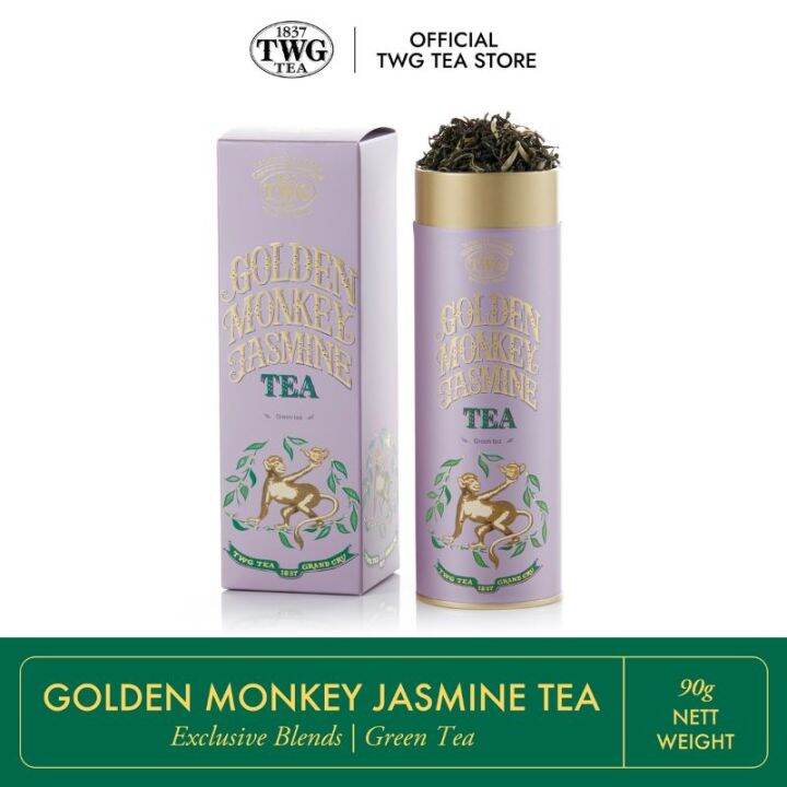 TWG Tea | Golden Monkey Jasmine, Loose Leaf Green Tea Blend in Haute Couture Tea Tin Gift, 90g ...