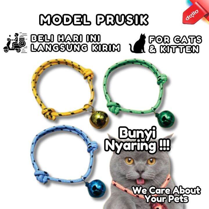 Prusik Lonceng Kalung Kucing Bunyi Nyaring Kucing Aksesoris Kitten Fashion Anabul Penanda Hewan ...