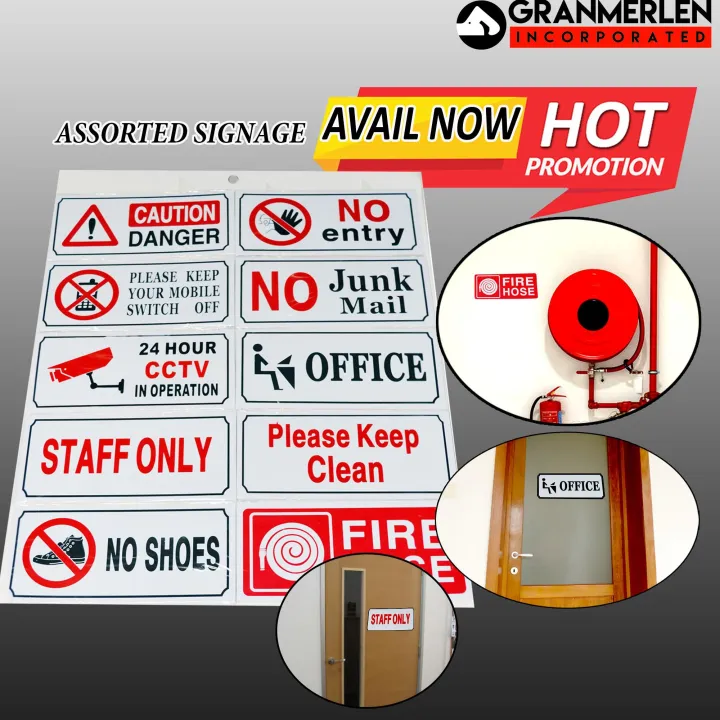 Assorted Signage Sticker label or Precaution Sign Sticker 10-in-1 Set ...