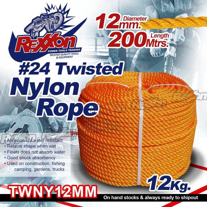 No.24 12mm x 200M Twisted Nylon Rope TWNY12MM Rexxon Power Tools ...