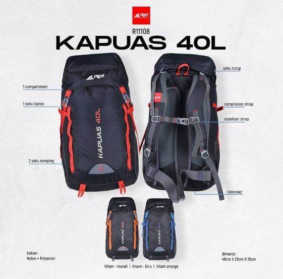 TAS GUNUNG SEMI CARRIER KAPUAS 40L AREI REI + COVER BAG | Lazada Indonesia