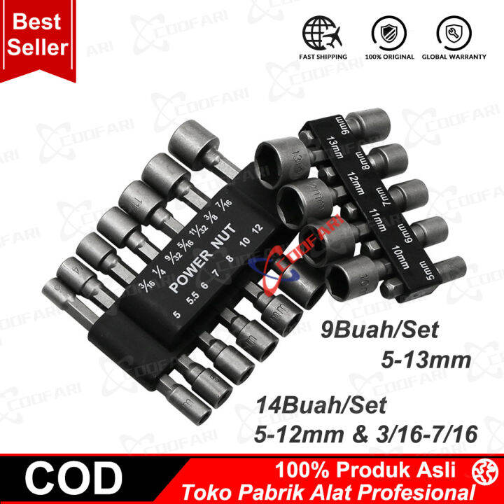Kunci Pas 9 Buah/Set 14 Buah/Set 1/4 "Set Alat Driver Metrik Sekrup ...